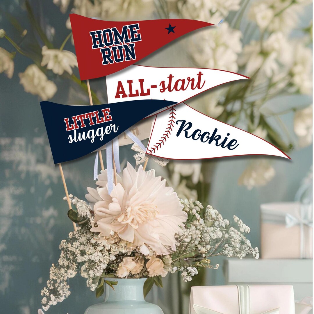 Editable and Printable Baseball Birthday Pennants Template, Little ...