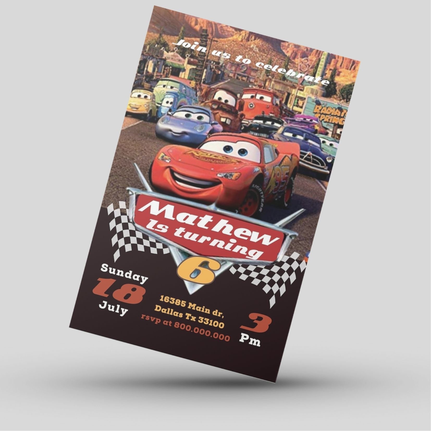 Electronic and Printable Cars Kid Birthday Invitation Template, Boy ...