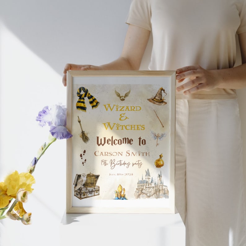 Editable Yellow House Wizard Birthday Party Welcome Sign, Magical ...