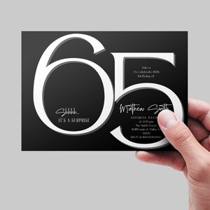 Editable and Printable 65th Elegant Birthday Invitation Template, Sixty ...