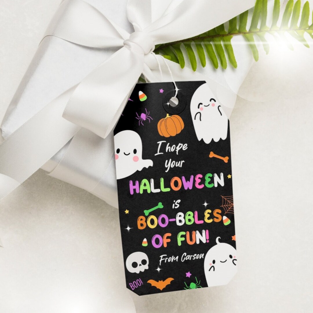 Editable and Printable Cute Ghost Halloween Gift Tag Template, Happy ...