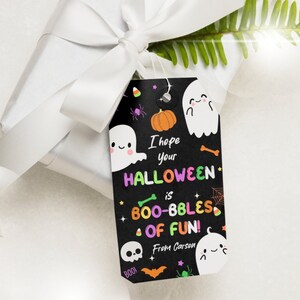 Editable and Printable Cute Ghost Halloween Gift Tag Template, Happy ...