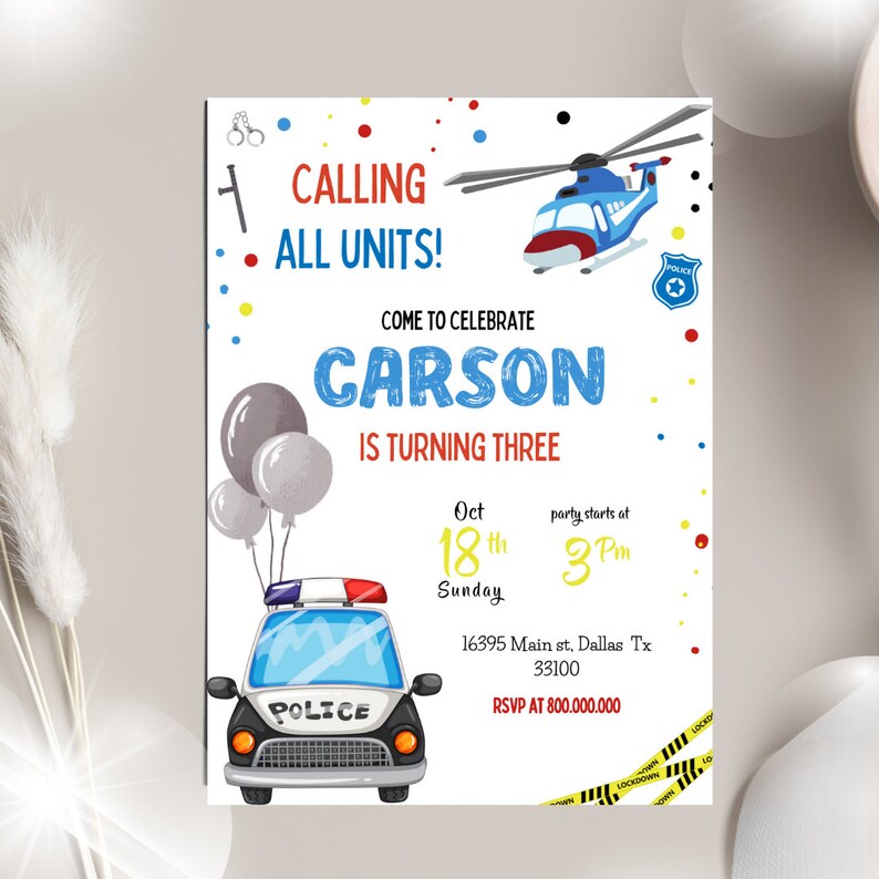 Editable and Printable Police Kid Birthday Invitation - Etsy
