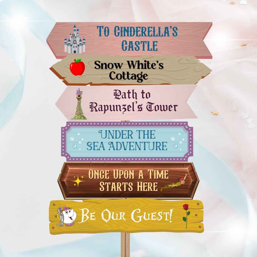 Printable & Editable Princess Party Directional Sign Template, Princess ...