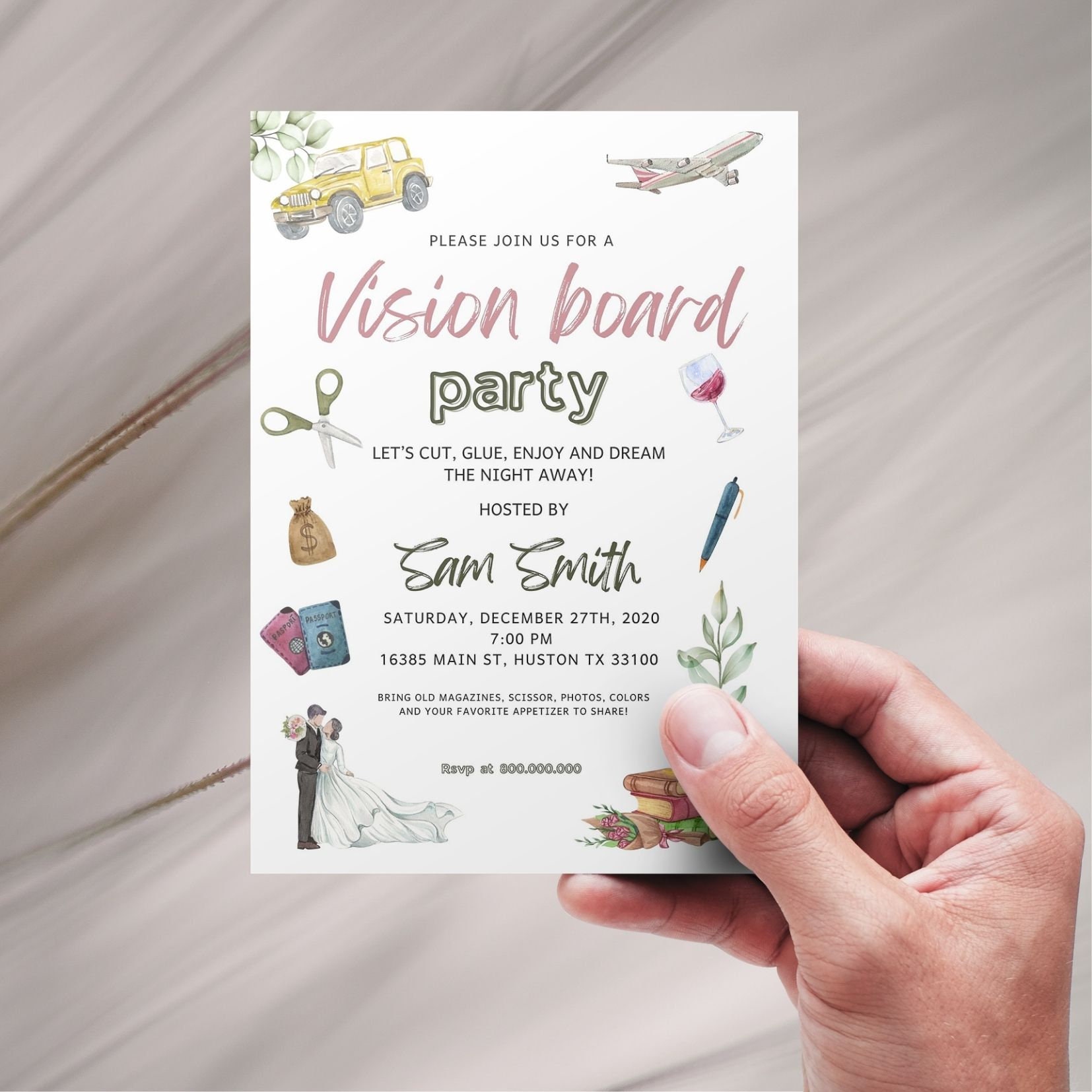 Vision Board Editable Party Invitation Template Dream Vision - Etsy