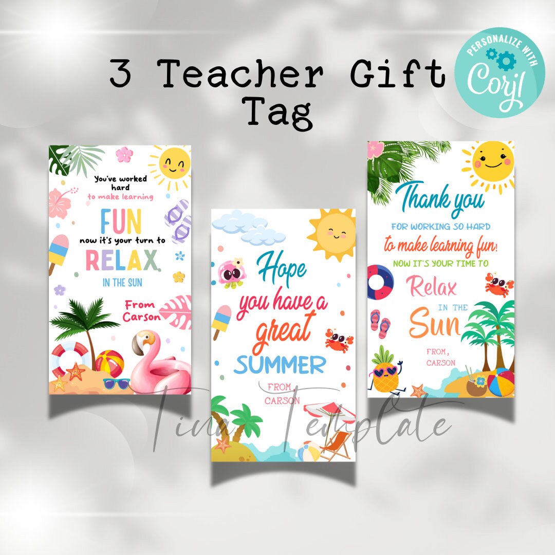 Editable Summer Teacher Appreciation Gift Tags, Printable Thank You ...