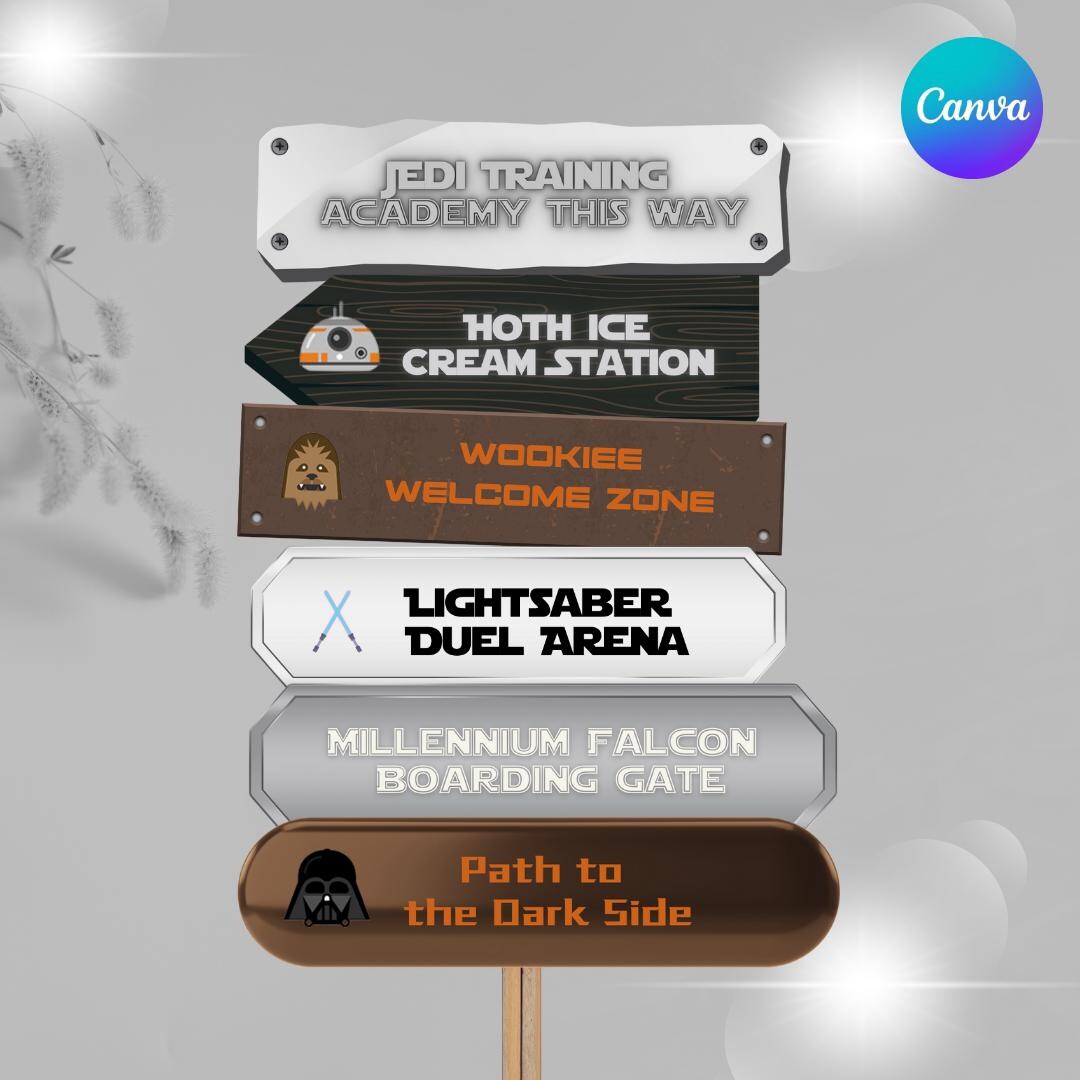 Printable & Editable Star War Party Directional Sign Template, Trooper ...