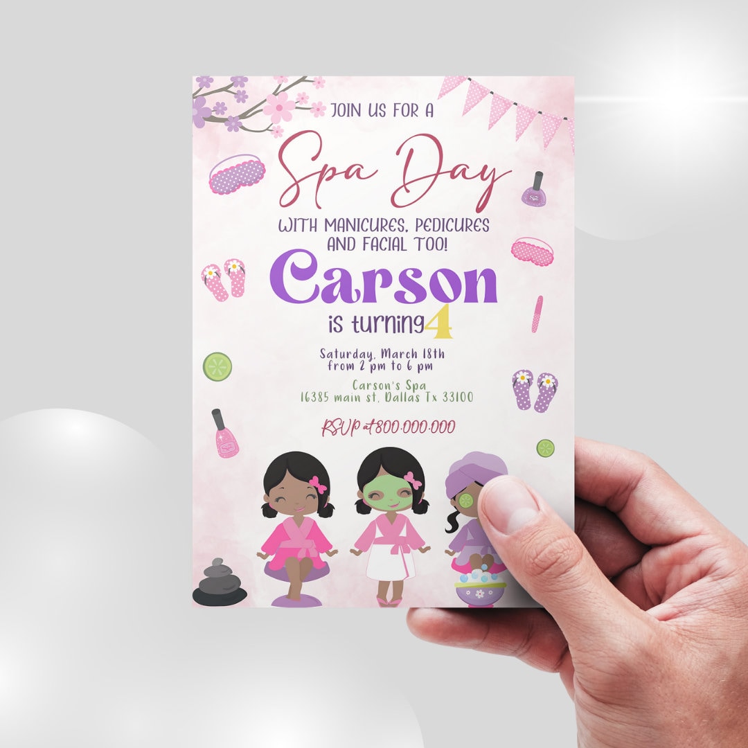 Editable and Printable Spa Party Invitation Template Spa - Etsy Australia
