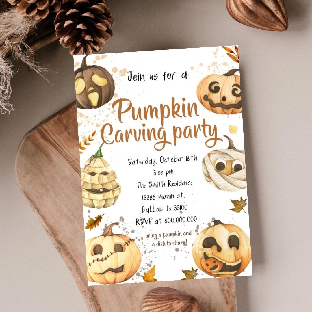 Editable Pumpkin Carving Party Template Invitation, Pumpkin Party ...