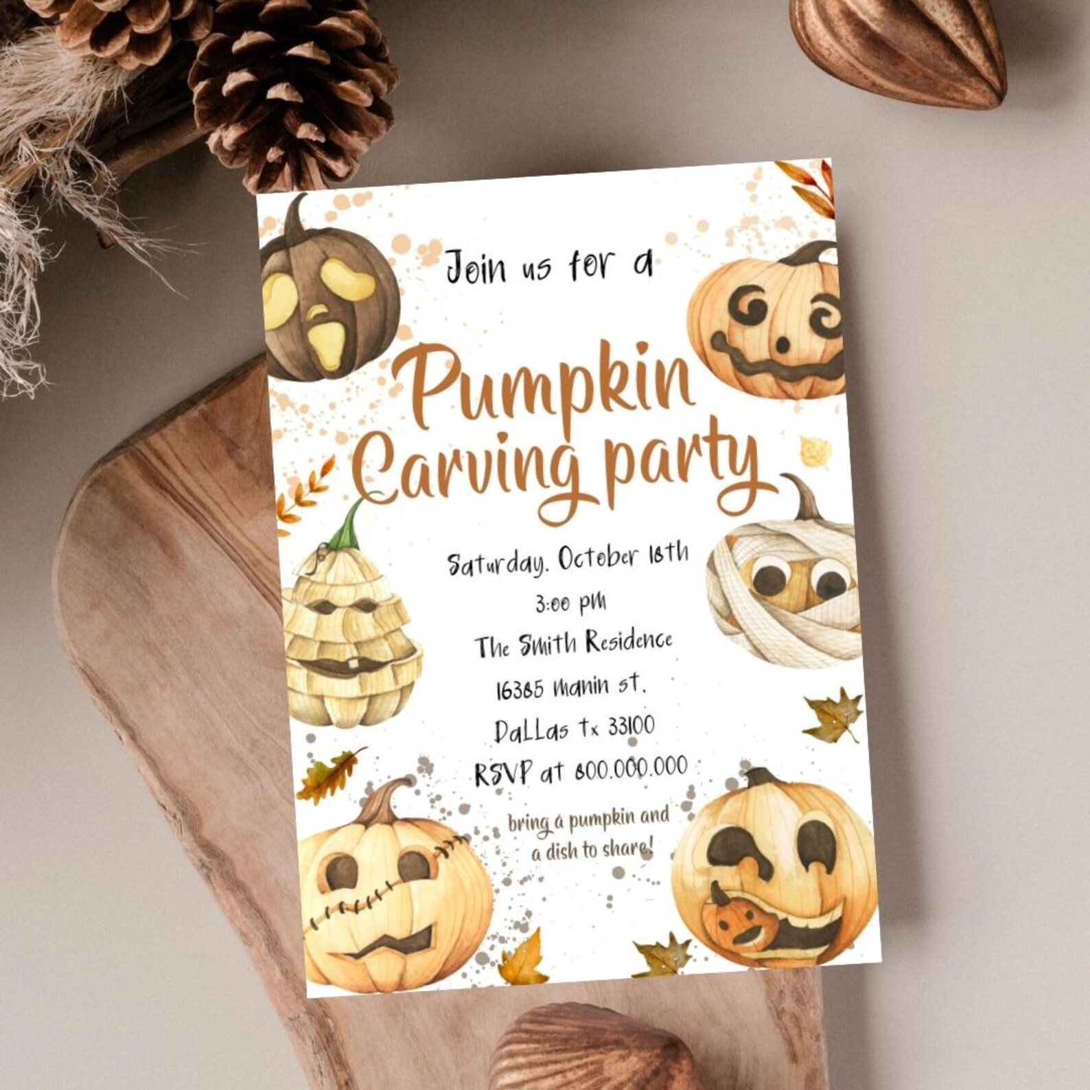 Editable Pumpkin Carving Party Template Invitation Pumpkin - Etsy