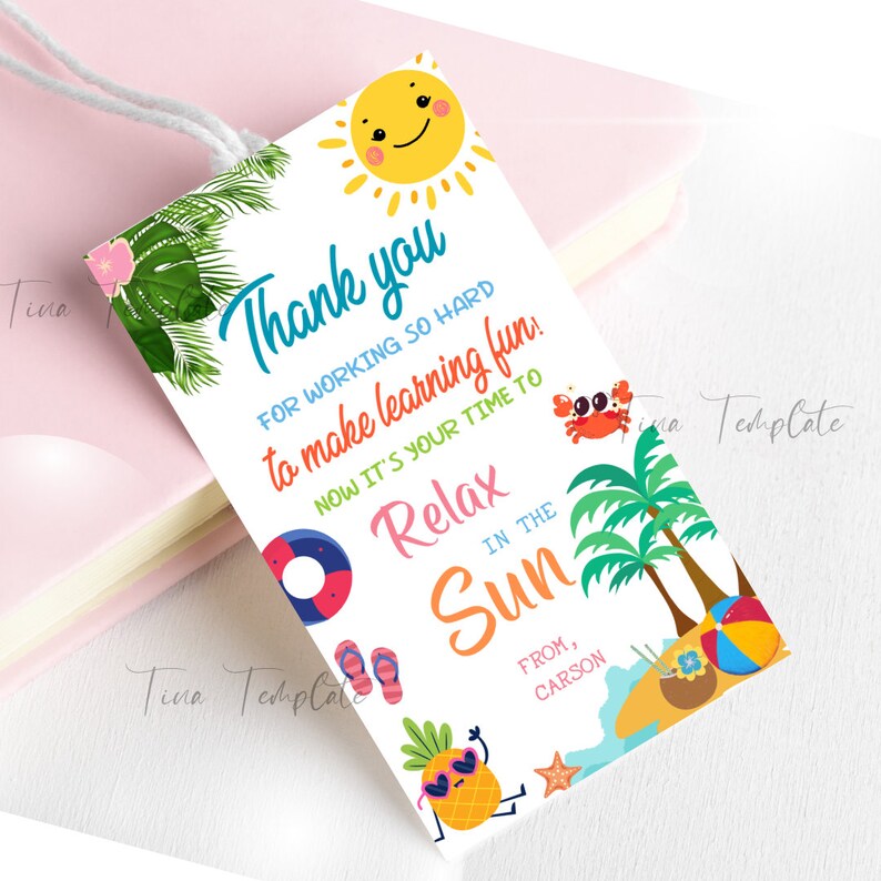 Editable Summer Teacher Appreciation Gift Tags, Printable Thank You ...