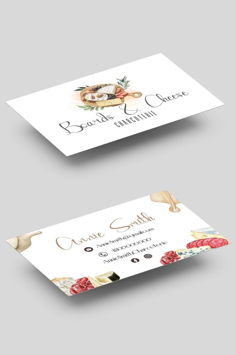Editable Charcuterie Business Card Design Template, Cheese Board ...