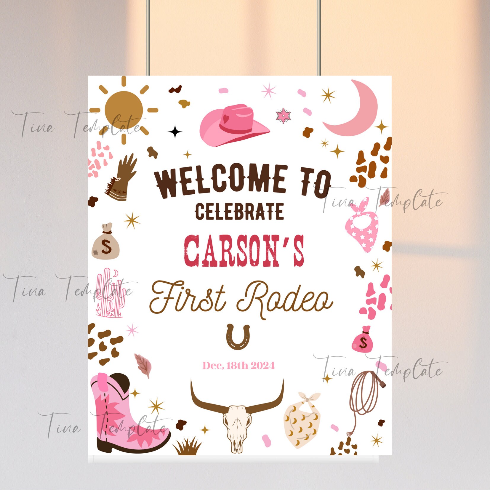 Editable My Rodeo Girl Welcome Sign Template, Cowgirl Birthday Party ...