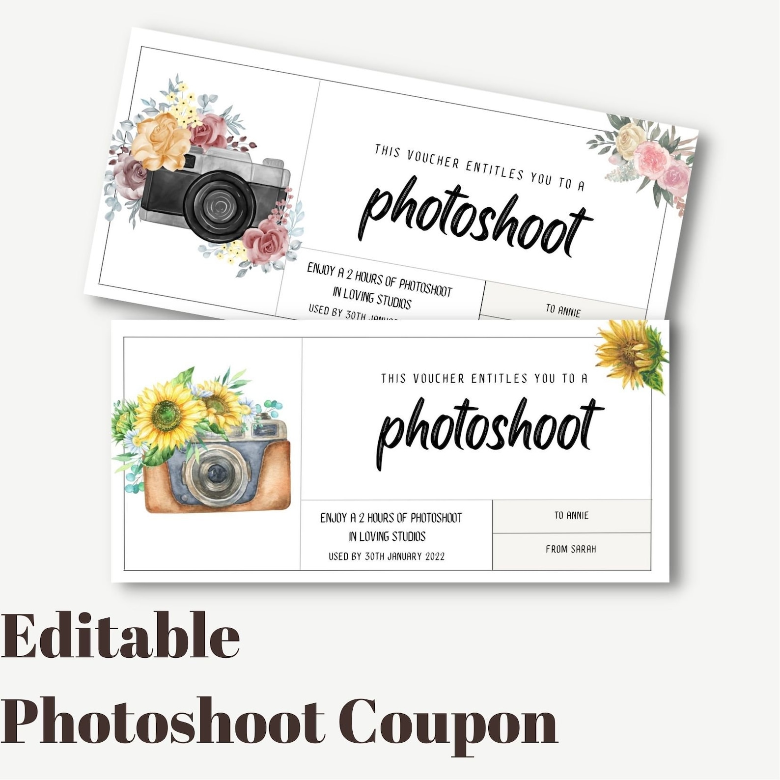 Editable Photoshoot Gift Coupon Template, Printable Photo Session Gift ...