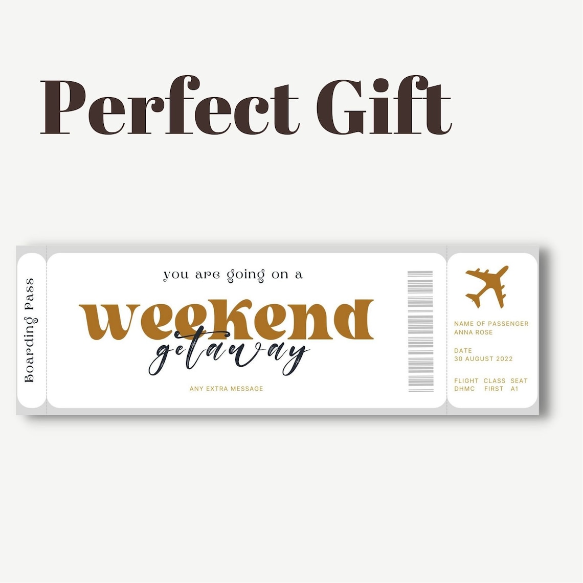 Editable and Printable Weekend Getaway Ticket Template Modern - Etsy