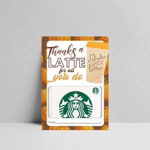 Editable Thanks A Latte Gift Card Holder Printable Teacher Gift ...