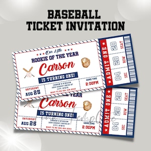 Printable and Editable Baseball Ticket Invitation Template, Baseball ...