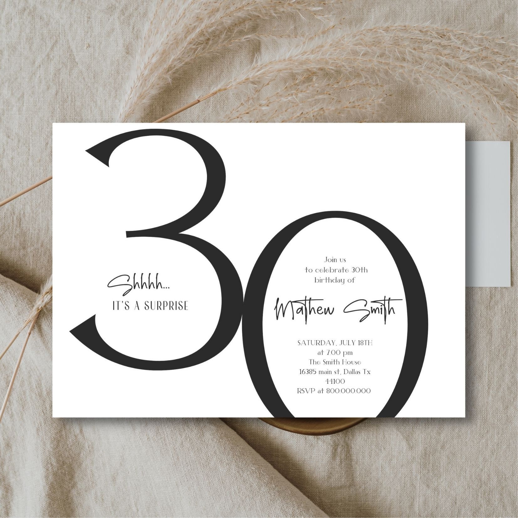 Editable and Printable 30th Elegant Birthday Invitation - Etsy
