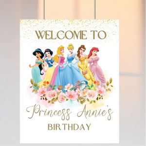 Editable Princess Birthday Welcome Sign Template, Any Age Princess Girl ...