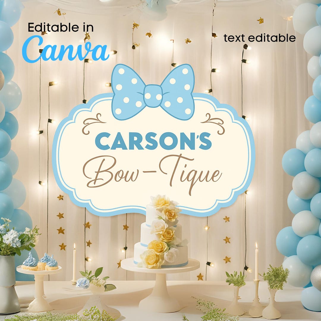 Minnie Blue Bowtique Sign, Minnie Party Decoration, Digital Files ...