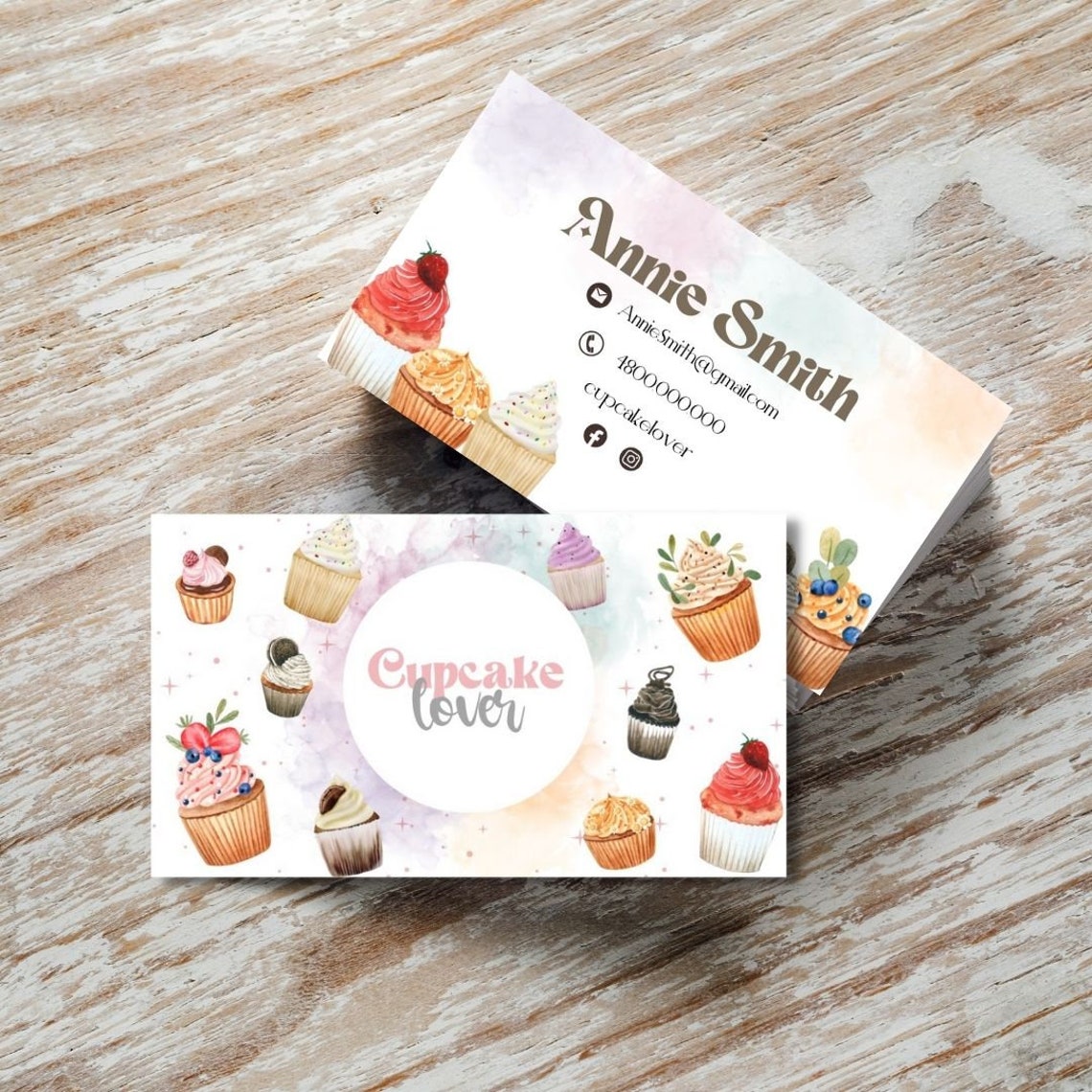 Editable Cupcake Business Card Design Template, Sweet Cake Business ...