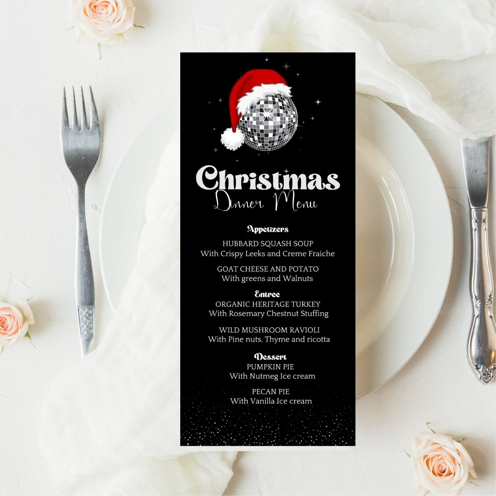 Editable Retro Christmas Menu Template 70's Christmas - Etsy