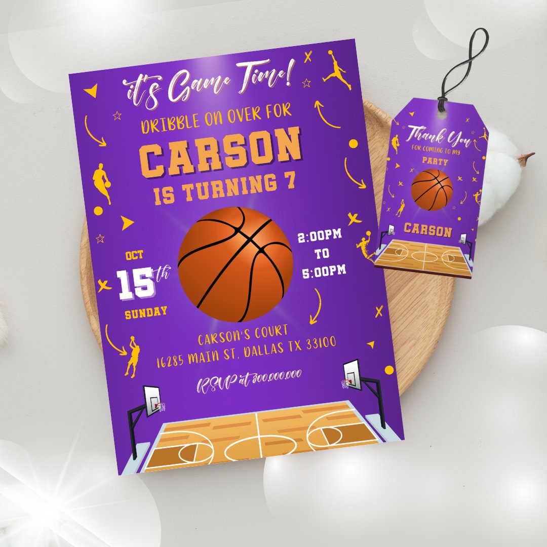 Editable and Printable Basketball Birthday Party Invitation Template ...