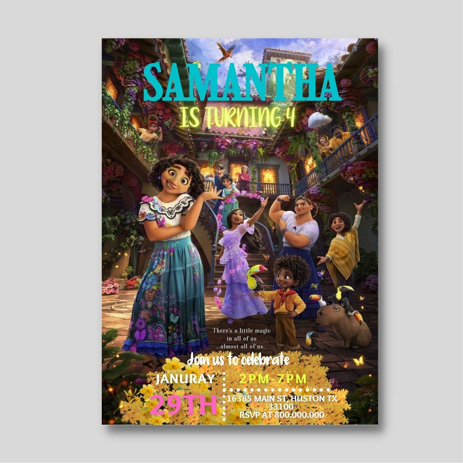 Printable and Mobile Girl Encanto Birthday Party Invitation - Etsy