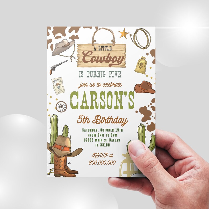 Editable and Printable Cowboy Birthday Invitation, Wild West Cowboy ...
