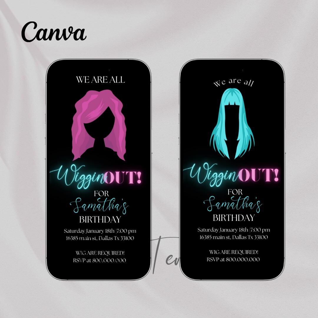 Mobile Wig Party Invitation Template, Phone Wigginout Party Invitation ...