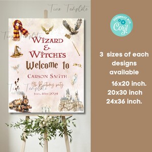Editable Wizard Birthday Party Welcome Sign, Magical Wizard and Witches ...