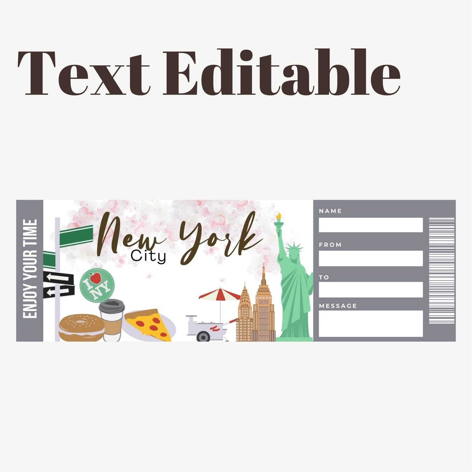Editable New York City Boarding Pass Template Surprise - Etsy