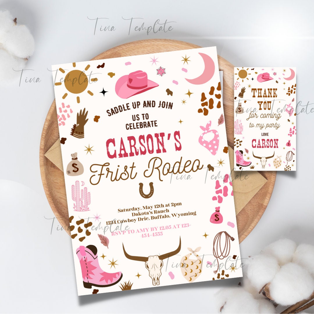 Editable and Printable My Rodeo Girl Invitation Template, Cowgirl ...