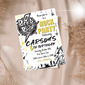 Editable and Printable Rock and Roll Birthday Party Invitation, Rock ...