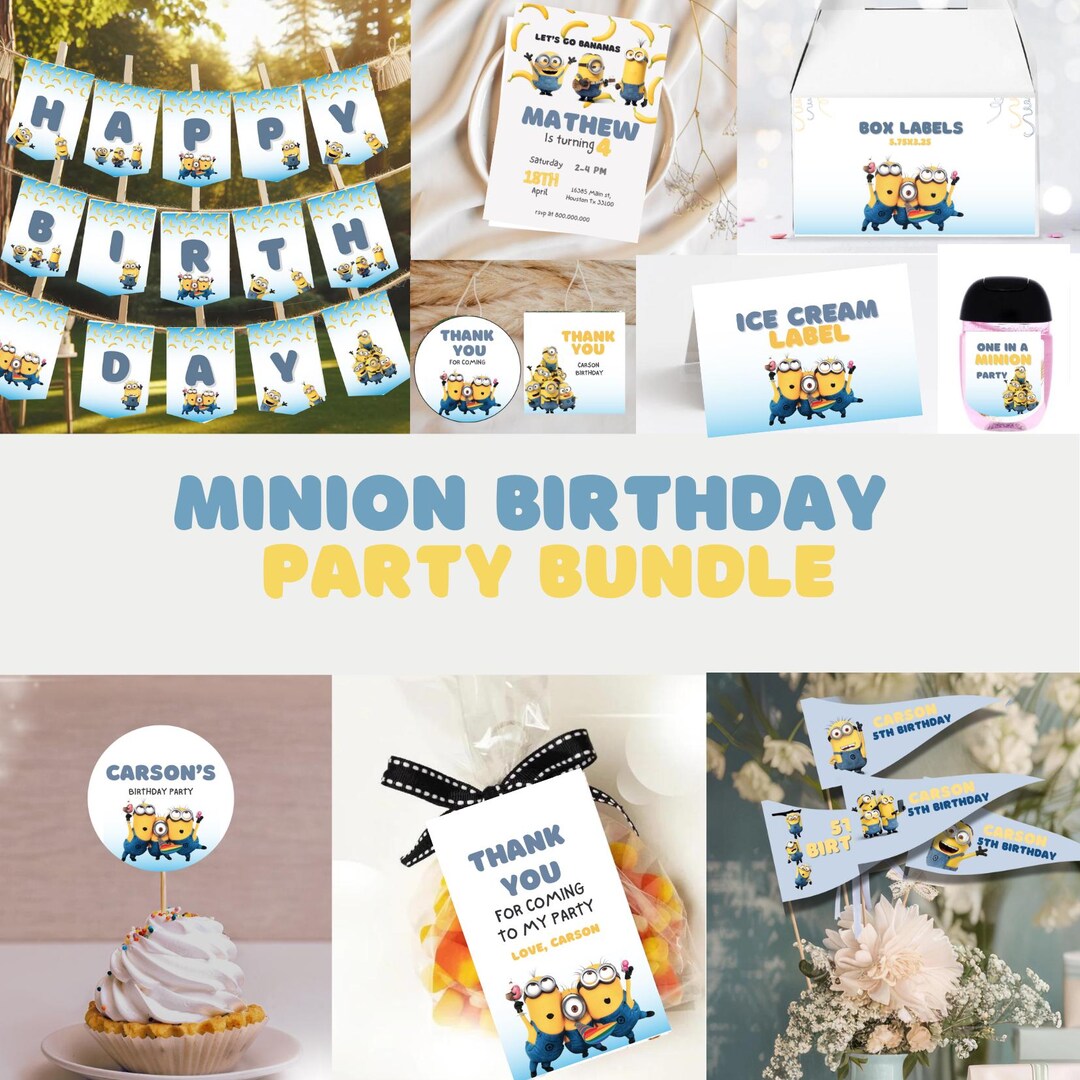 Printable Minion Kid Birthday Party Bundle, Minion Birthday Party ...