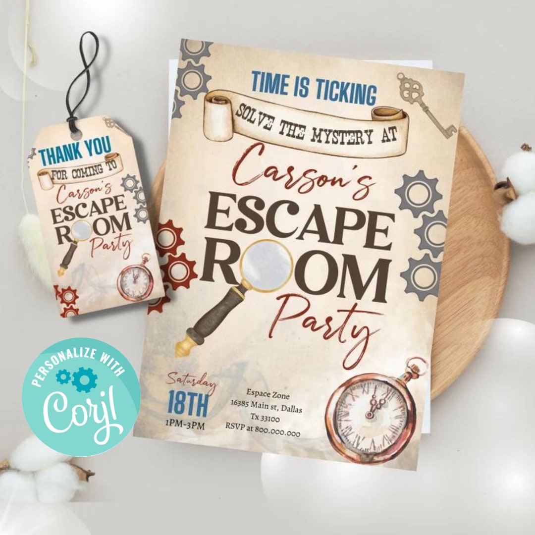 Editable Escape Room Birthday Party Invitation Template, Mystery Party ...