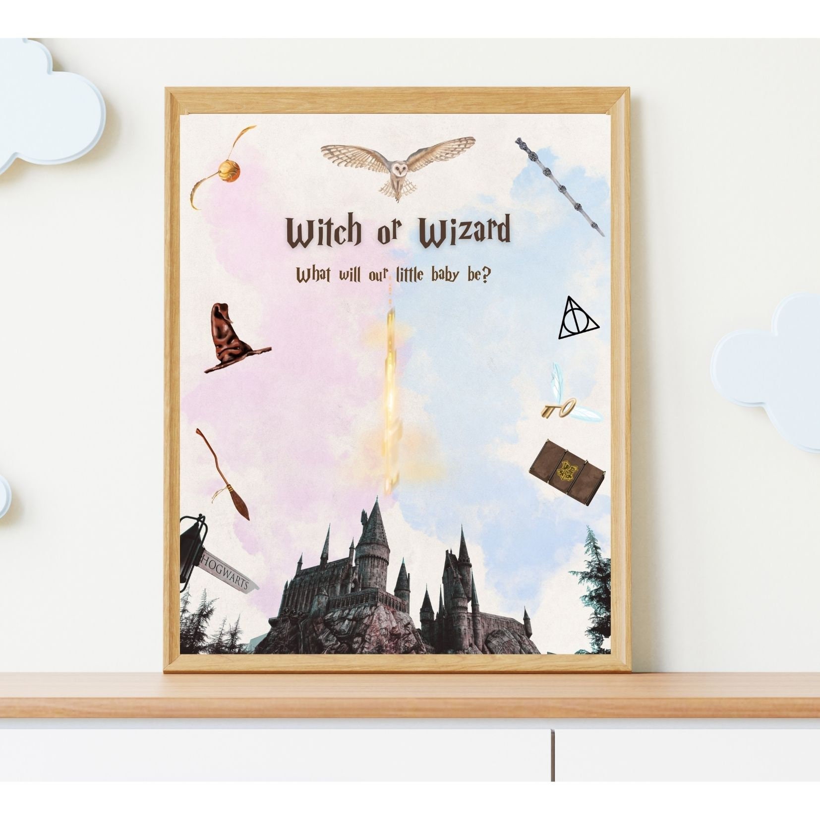 Editable Witch or Wizard Gender Reveal Voting Sign Template, Magical ...