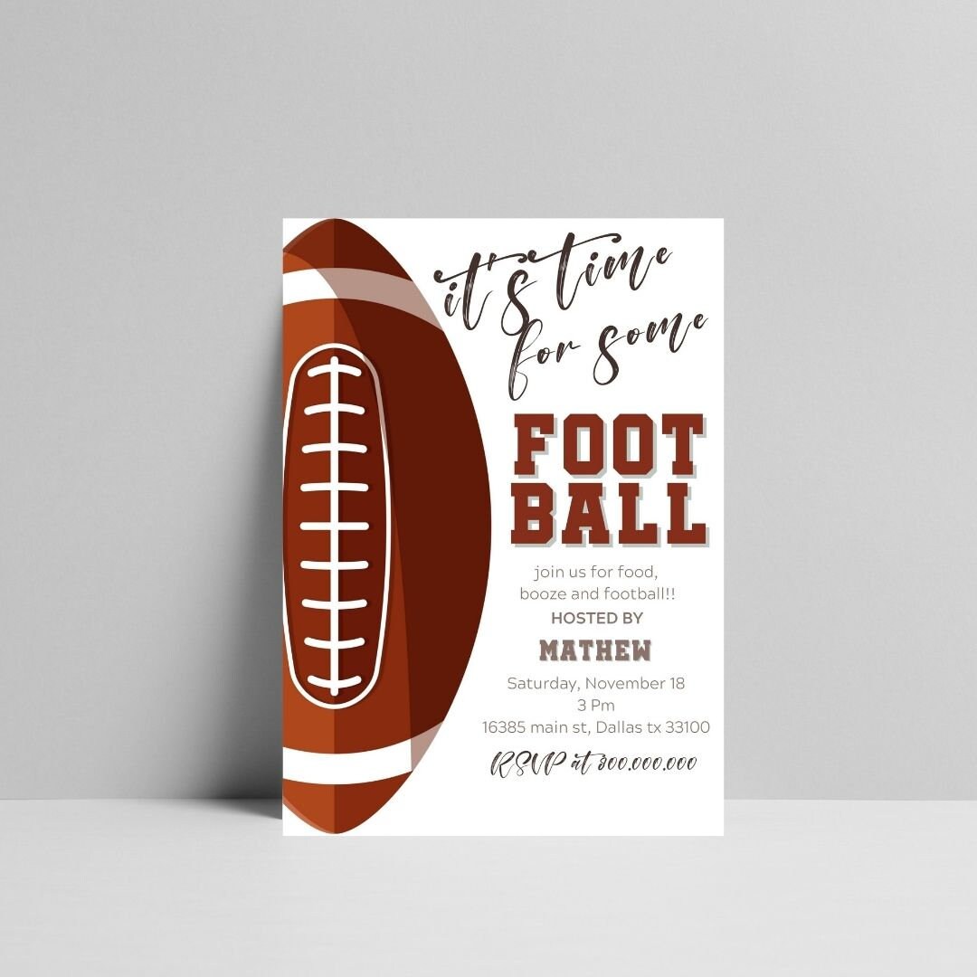 Editable Football Party Invitation Template It's Time for - Etsy