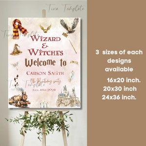 Editable Wizard Birthday Party Welcome Sign, Magical Wizard and Witches ...