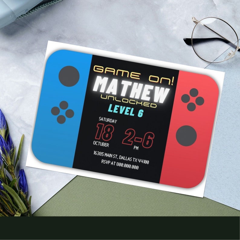 Editable Gamer Birthday Party Invitation, Game Theme (digital Download ...