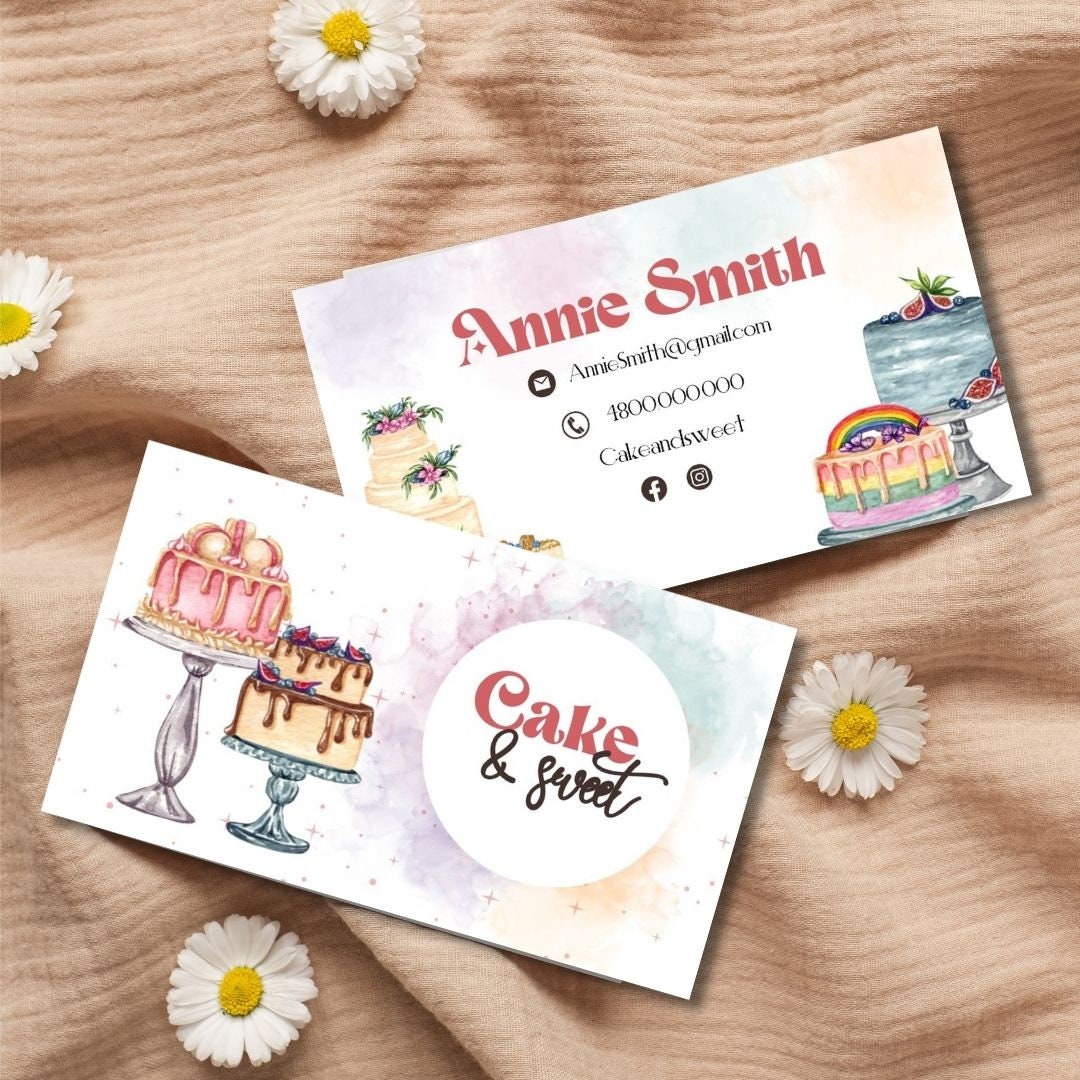 Editable Cake Business Card Design Template Sweet and Cake - Etsy