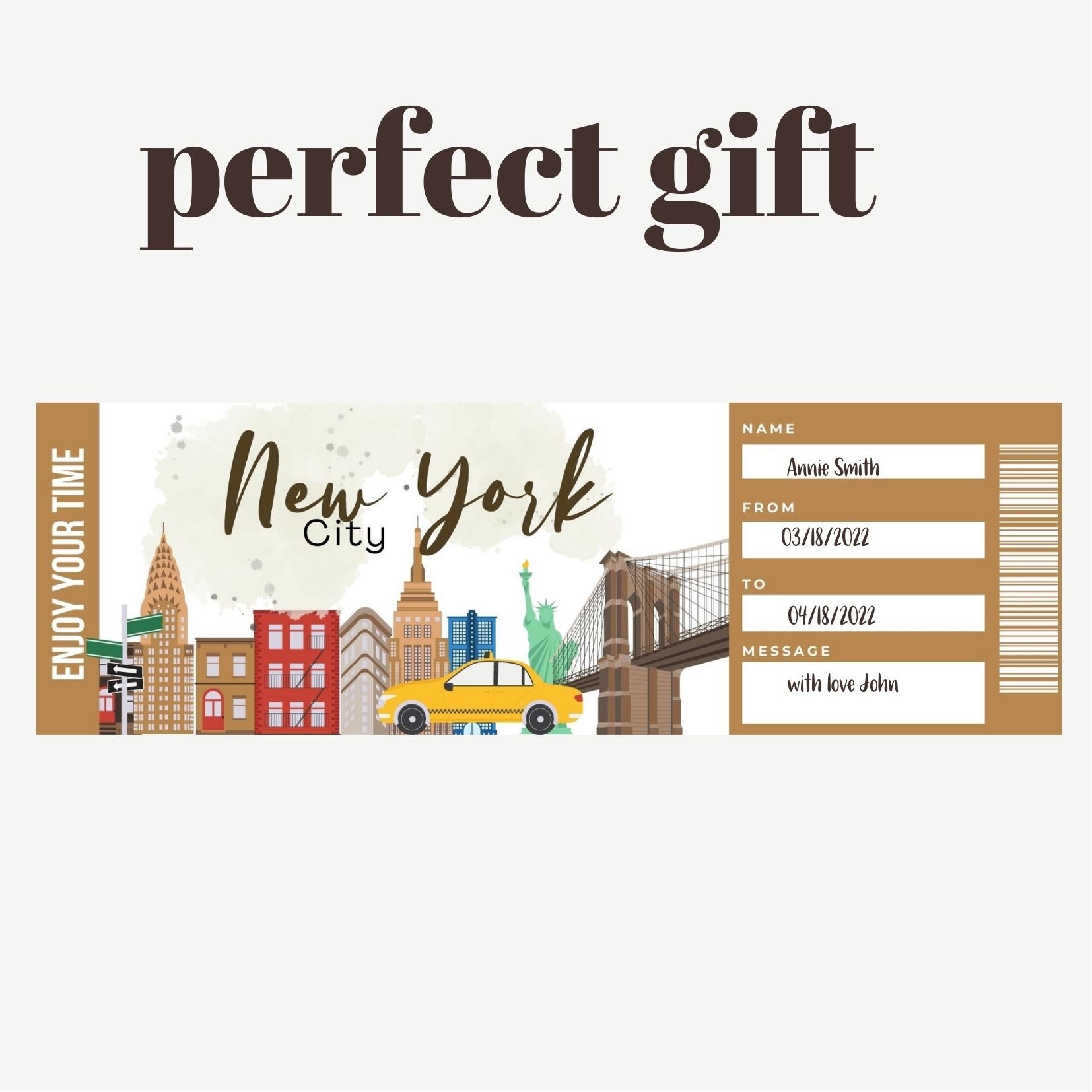 Editable New York City Boarding Pass Template, Surprise Vacation to New ...