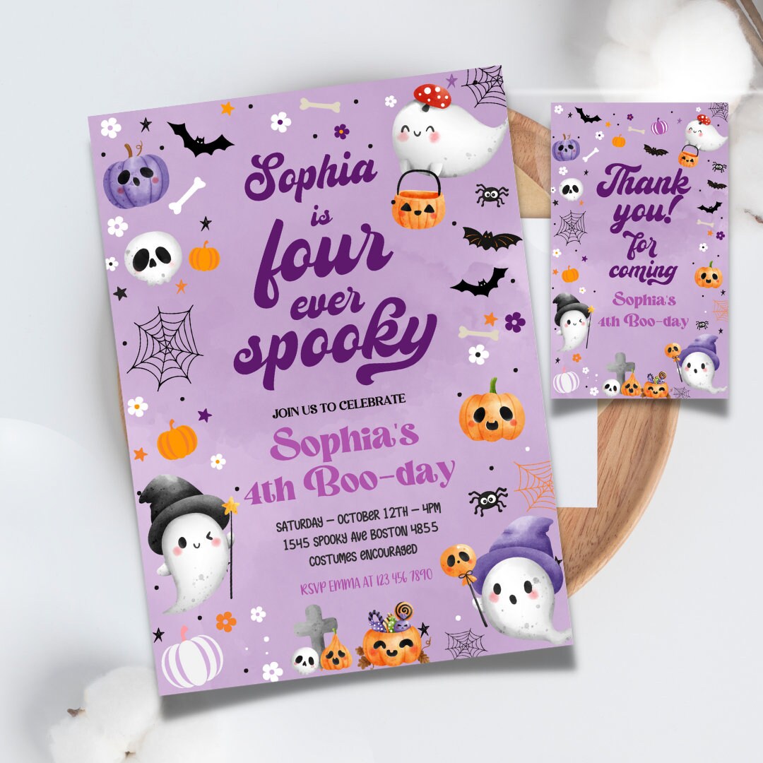 Editable and Printable Four Ever Spooky Halloween Party Template, Ghost ...