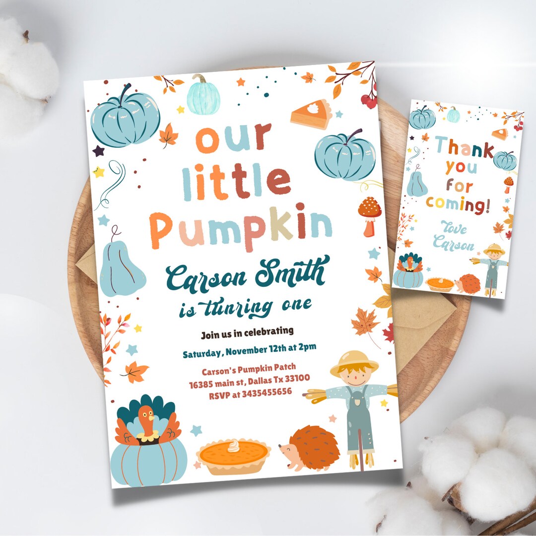 Editable and Printable Pumpkin Birthday Party Invitation Template ...