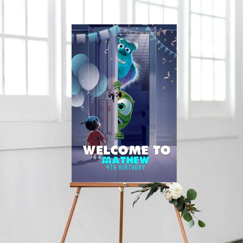 Printable Monsters Kid Birthday Welcome Sign Editable - Etsy