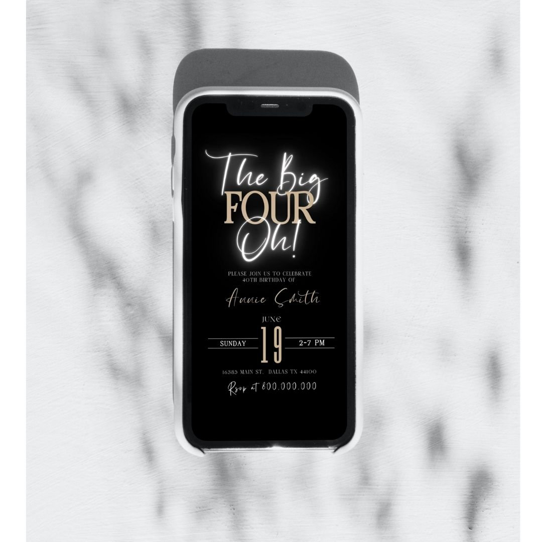 Elegant the Big Four Oh! Birthday Electronic Invitation Template, 40th ...