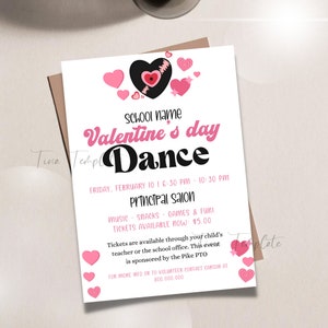 Editable and Printable Valentine's Dance Flyer Template, Valentine ...