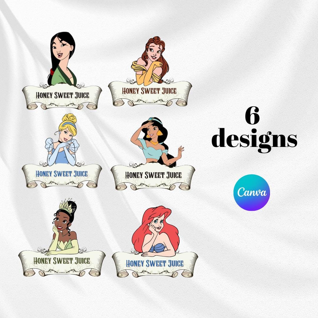 Editable and Printable Princess Party Drink Label Emplate, Little ...