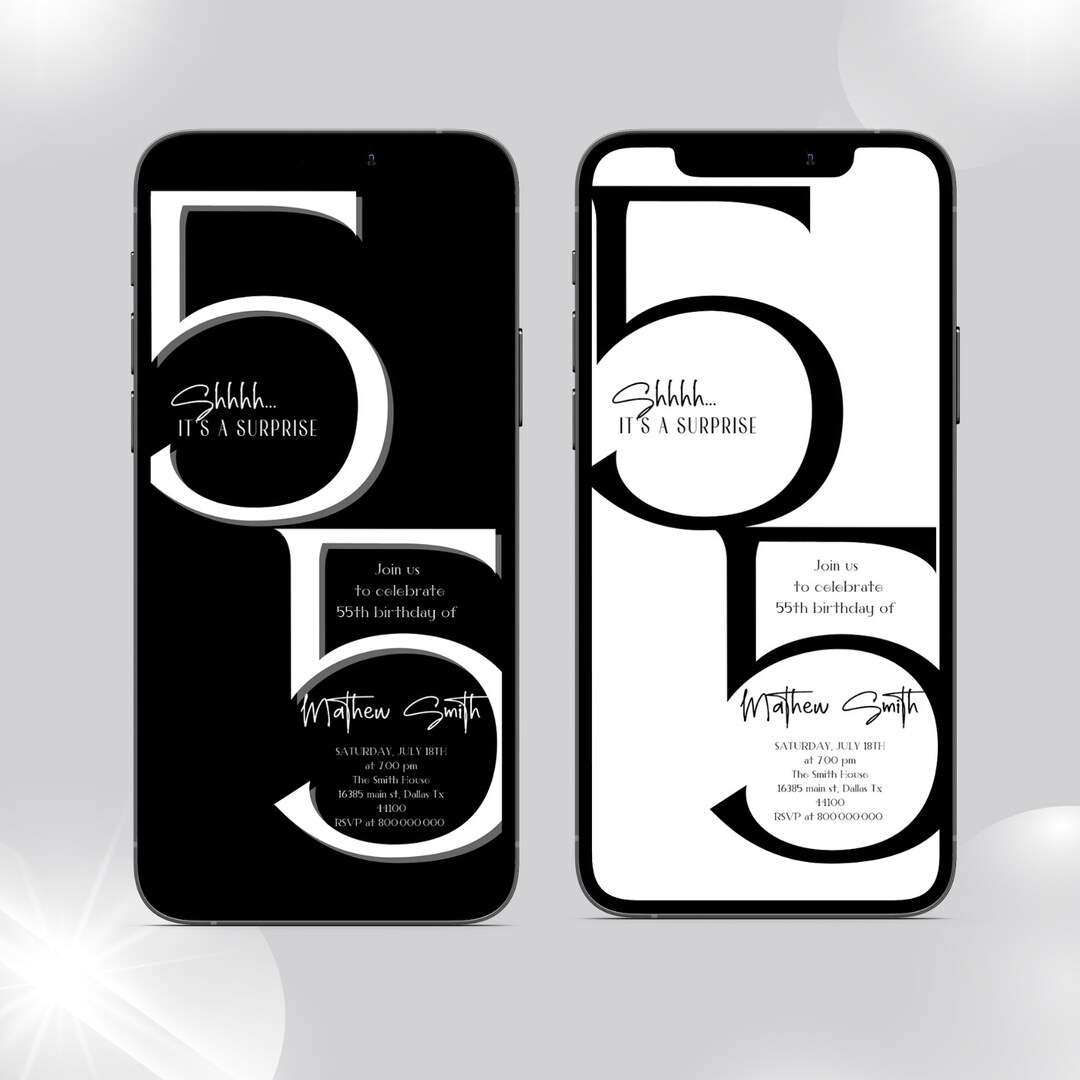 Editable and Electronic 55th Elegant Birthday Invitation Template ...