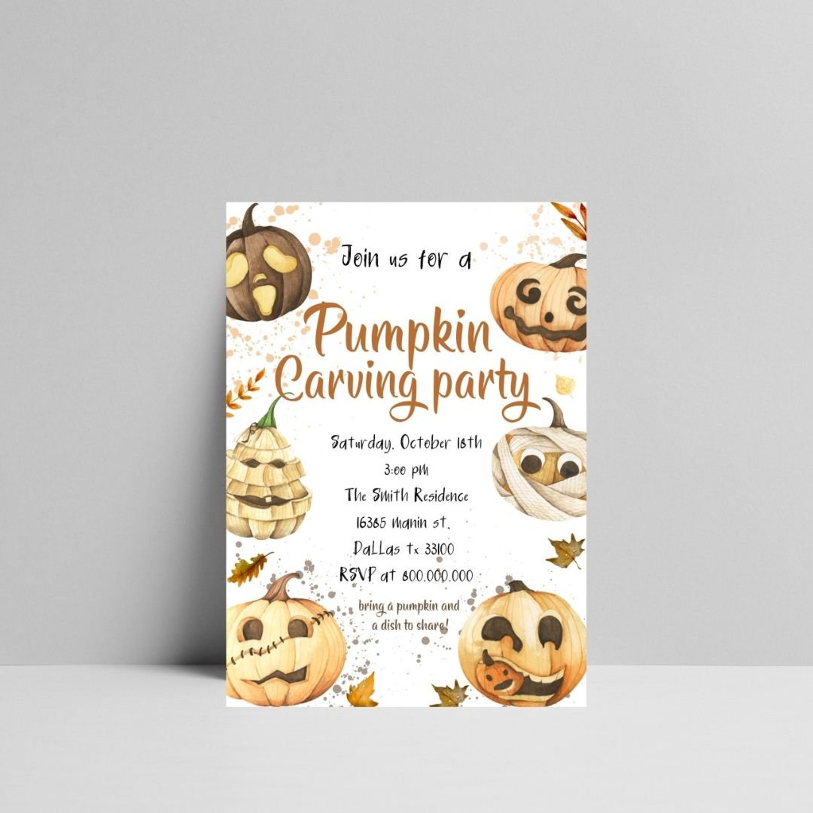 Editable Pumpkin Carving Party Template Invitation Pumpkin - Etsy